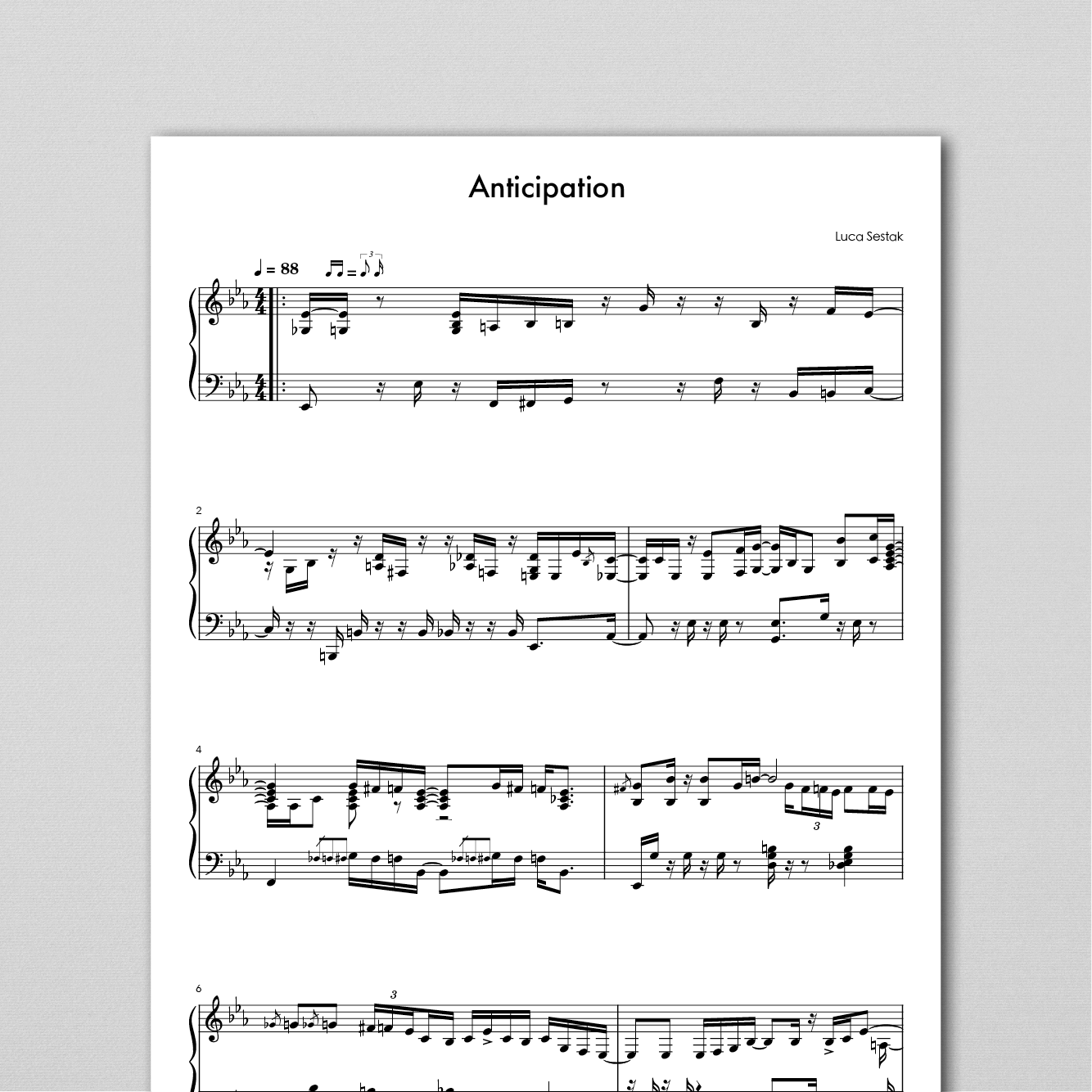Luca Sestak | Anticipation (PDF sheet music)